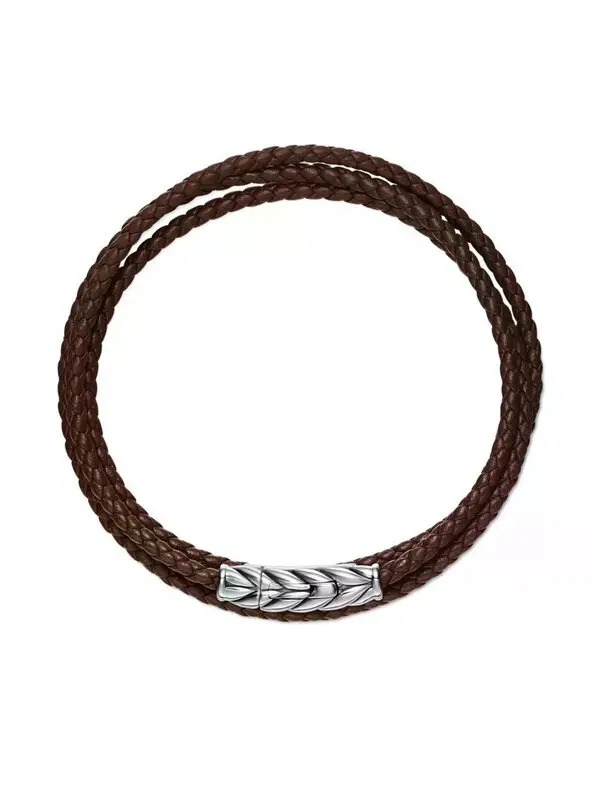 David Yurman Sterling And Leather Braided Bracelet