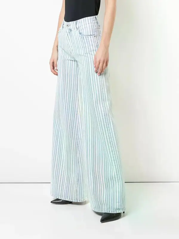 Off-White Striped Wide Leg Jeans