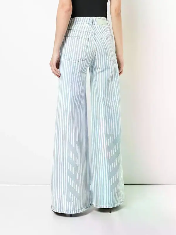 Off-White Striped Wide Leg Jeans