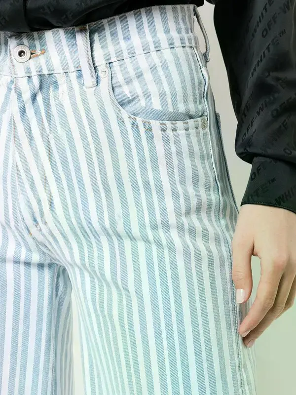 Off-White Striped Wide Leg Jeans
