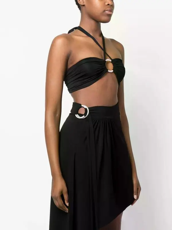 Alexandre Vauthier Embellished Ring Halterneck Crop Top