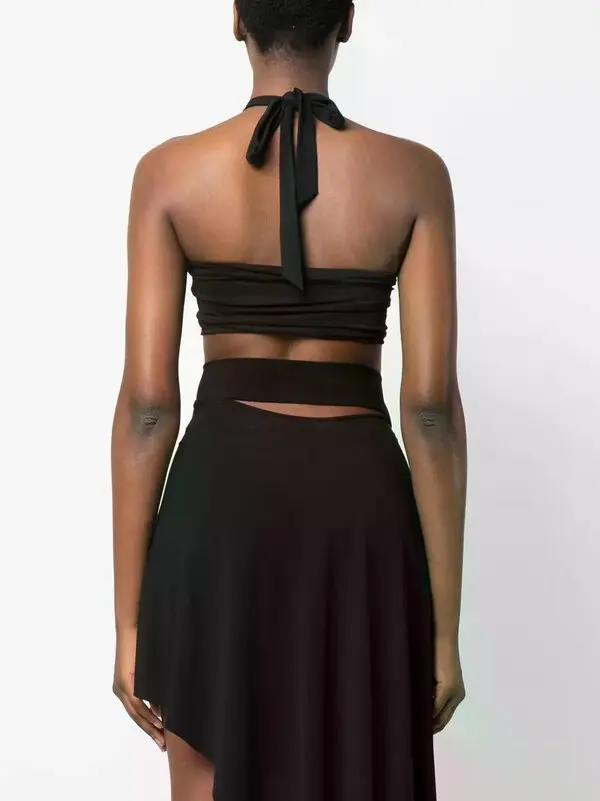 Alexandre Vauthier Embellished Ring Halterneck Crop Top