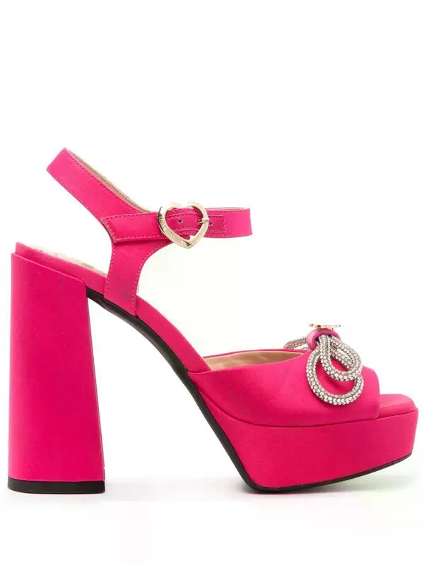 Moschino Logo Plaque Bow Sandals - Pink