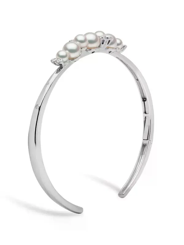 Yoko London 18kt White Gold Akoya Pearl And Diamond Bangle - Silver