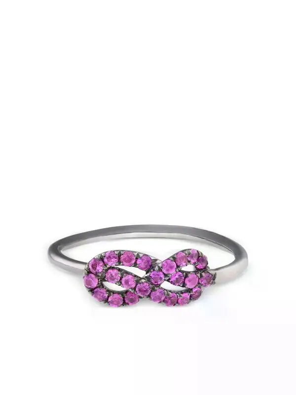 LILY GABRIELLA 18k Gold Forget Me Knot Sapphire Ring - Black