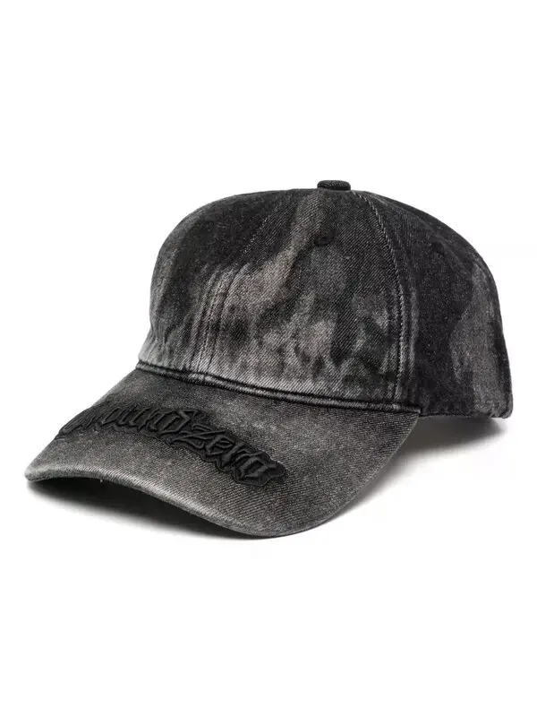 GROUND ZERO Logo Embroidery Heavy Washed Cap - Black