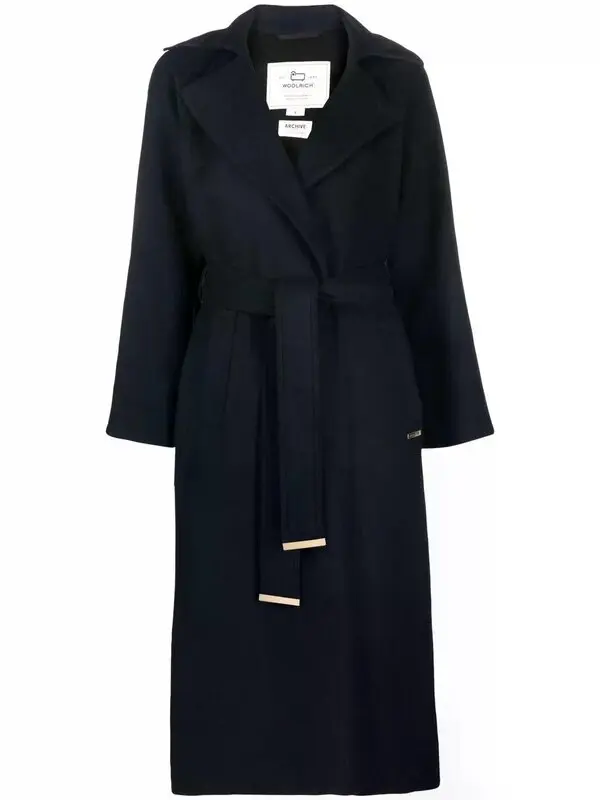 Woolrich Belted Wool Blend Coat - Blue