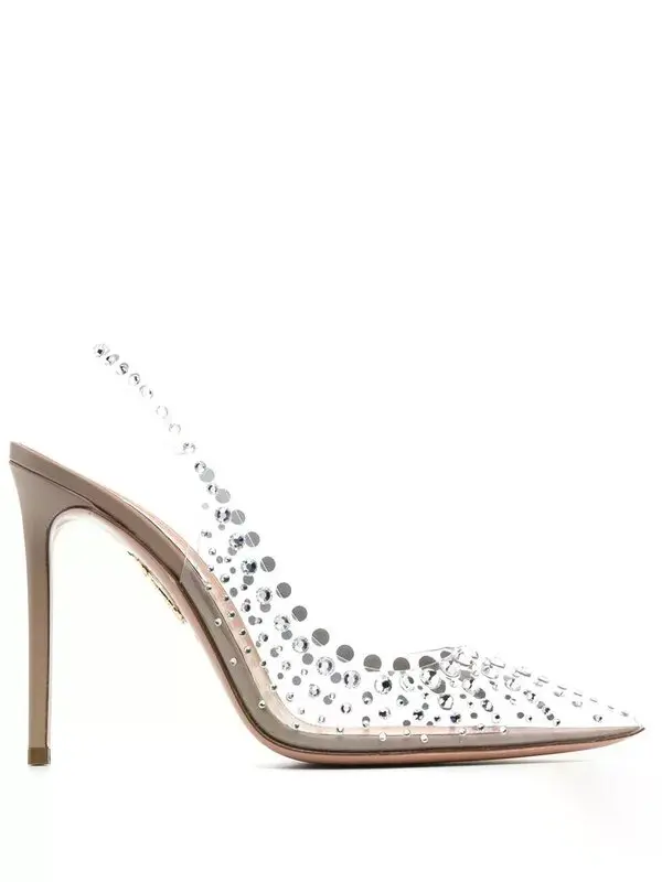 AQUAZZURA Starburst 105mm Pointed-toe Slingback Pumps - Neutrals