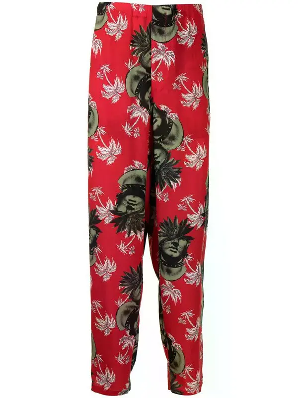 Undercover Printed Straight-leg Trousers - Red