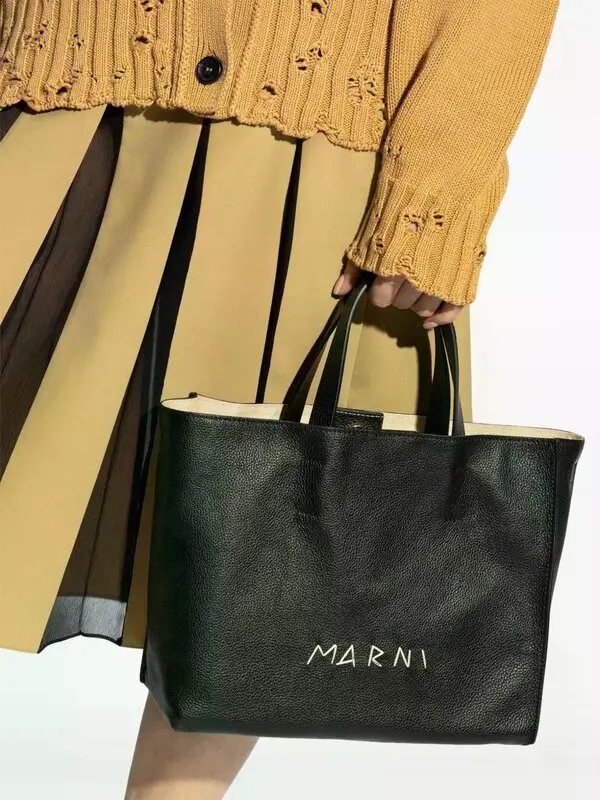 Marni Logo-print Leather Tote Bag