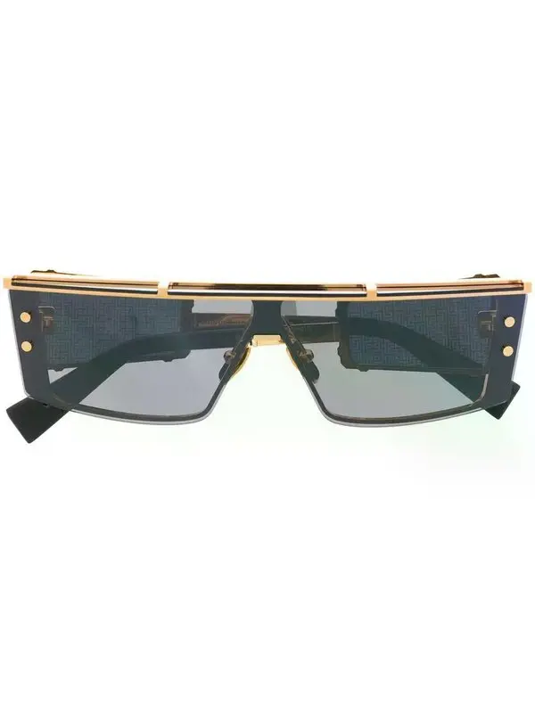 Balmain Wonderboy Iii Rectangle-frame Sunglasses - Black