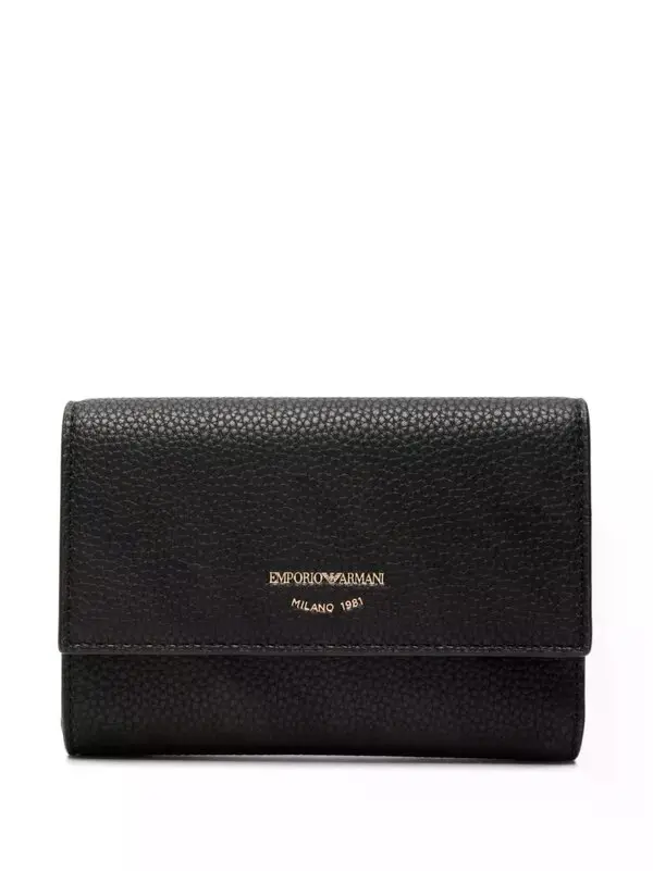 Emporio Armani Logo-plaque Grained-faux Leather Wallet - Black