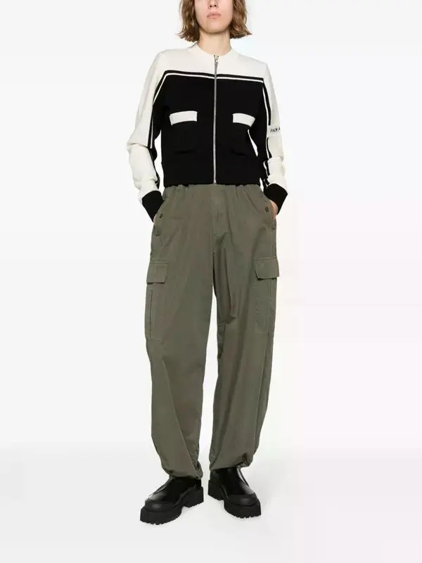 Palm Angels Logo-intarsia Wool Zip Cardigan - Black