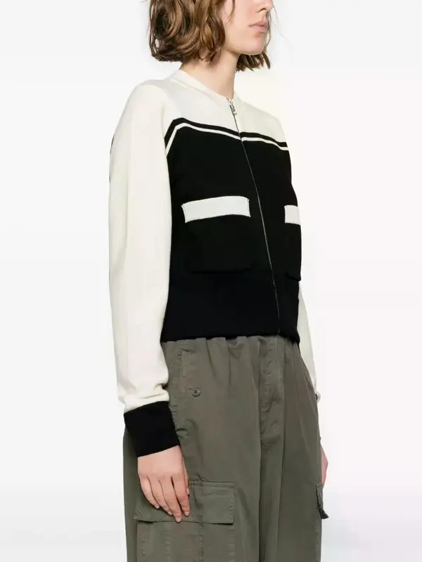 Palm Angels Logo-intarsia Wool Zip Cardigan