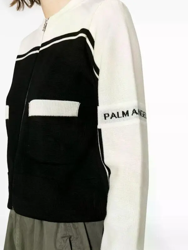 Palm Angels Logo-intarsia Wool Zip Cardigan