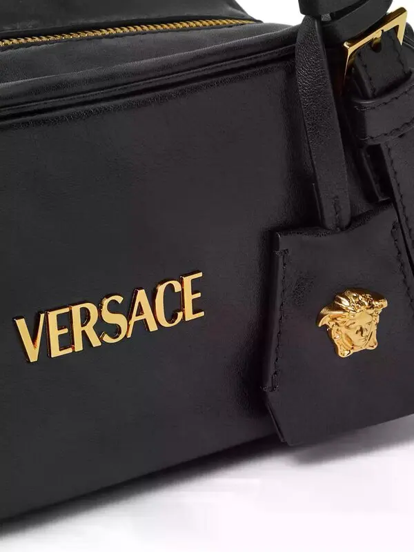 Versace Tag Bowling Shoulder Bag - Black
