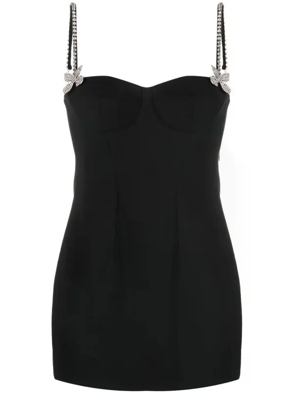 AREA Butterfly Crystal-embellished Mini Dress
