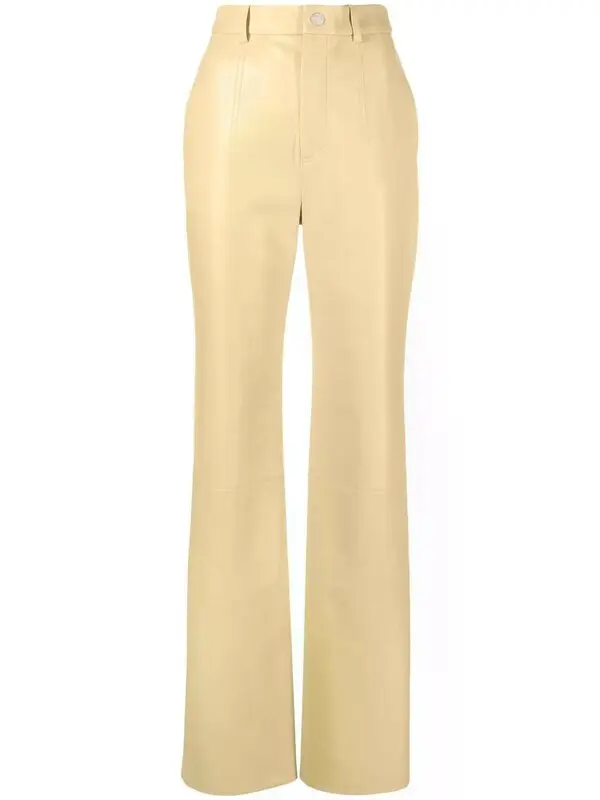 Nanushka High-waist Straight Leg Faux Leather Trousers - Neutrals