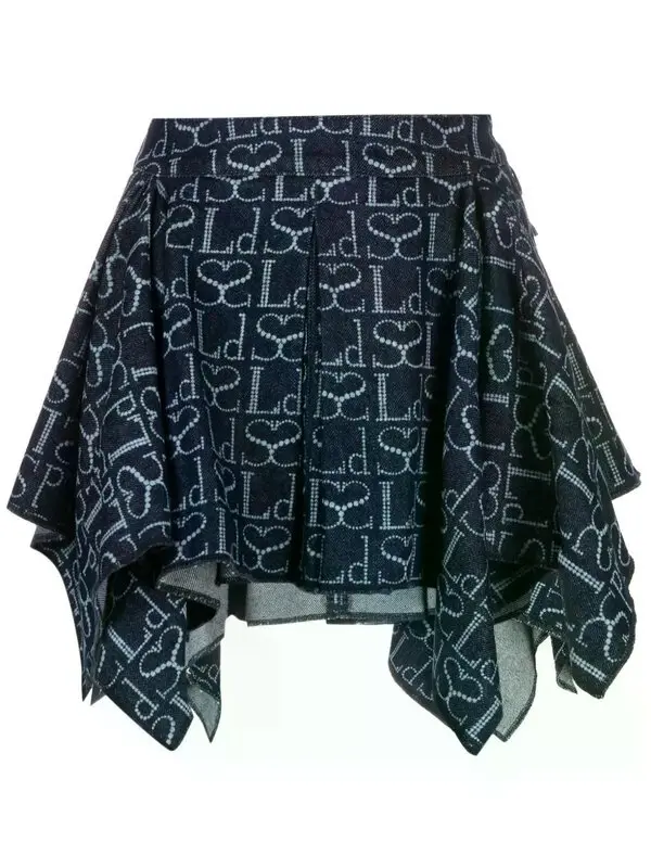 LUDOVIC DE SAINT SERNIN Monogram Asymmetric Miniskirt