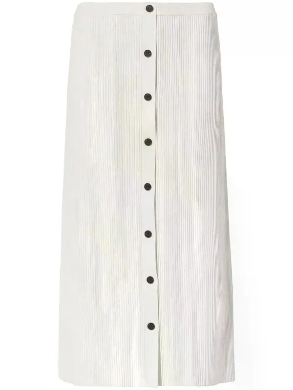 Proenza Schouler White Label Ribbed Knit Button-front Midi Skirt - Neutrals