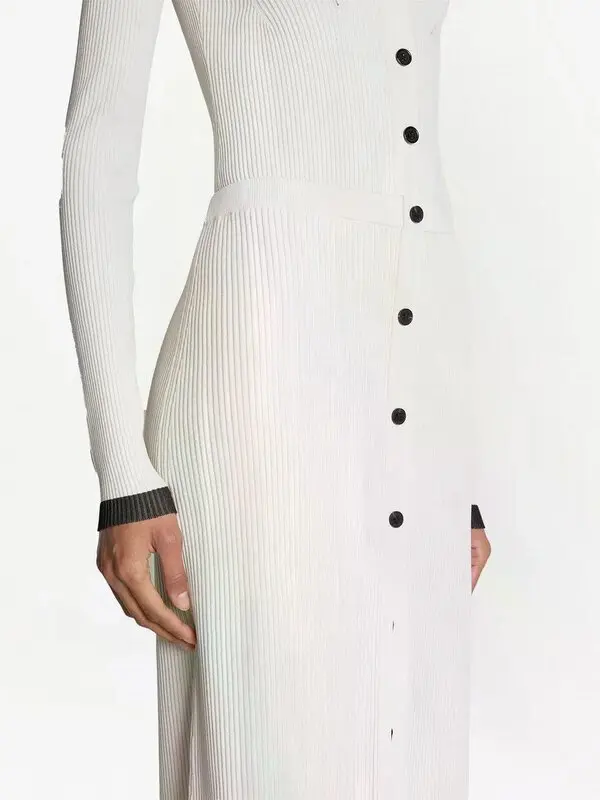 Proenza Schouler White Label Ribbed Knit Button-front Midi Skirt - Neutrals