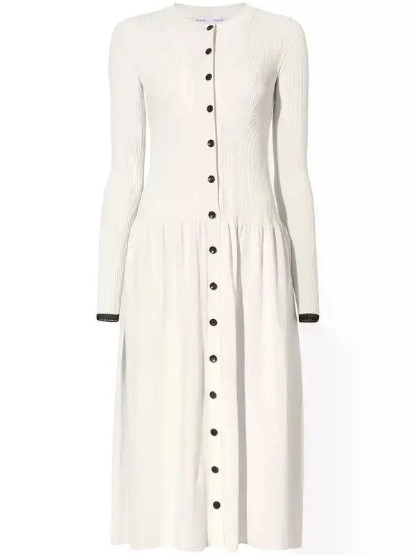 Proenza Schouler White Label Ribbed-knit Button-fastening Dress - Neutrals