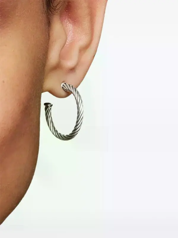 David Yurman Sterling Cable Hoop Earrings
