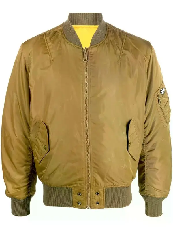 DIESEL® Logo Patch Zip-front Bomber Jacket