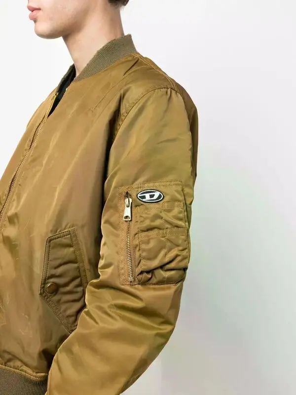 DIESEL® Logo Patch Zip-front Bomber Jacket