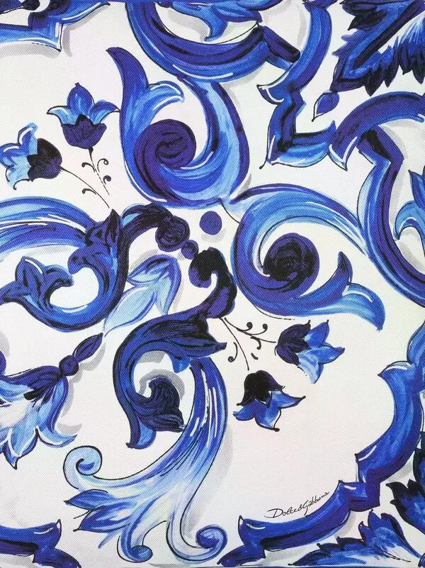 Dolce & Gabbana Medium Mediterraneo-print Silk Cushion - Blue