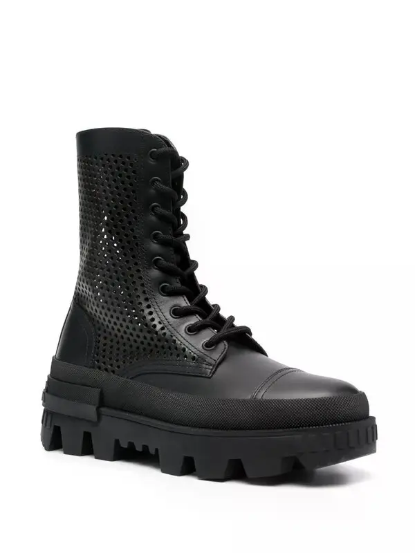 Moncler Carinne Perforated Lace-up Ankle Boots - Black