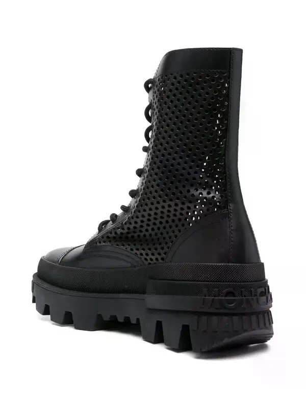 Moncler Carinne Perforated Lace-up Ankle Boots - Black
