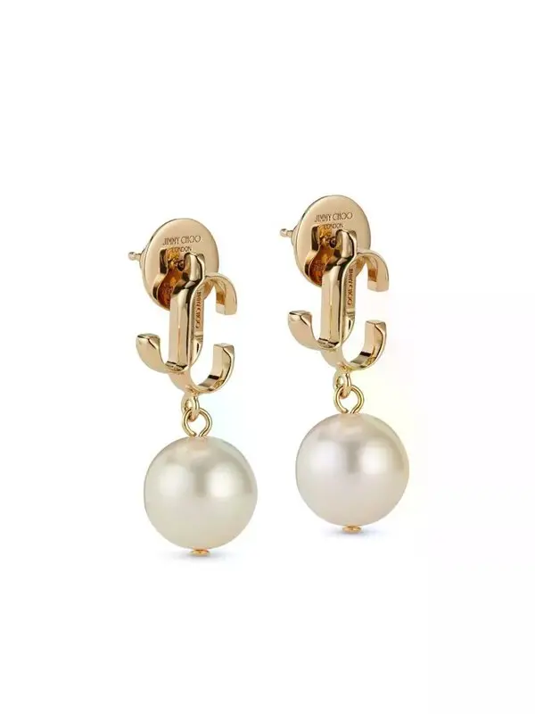 JIMMY CHOO Tone Faux Pearl Drop Earrings - Gold