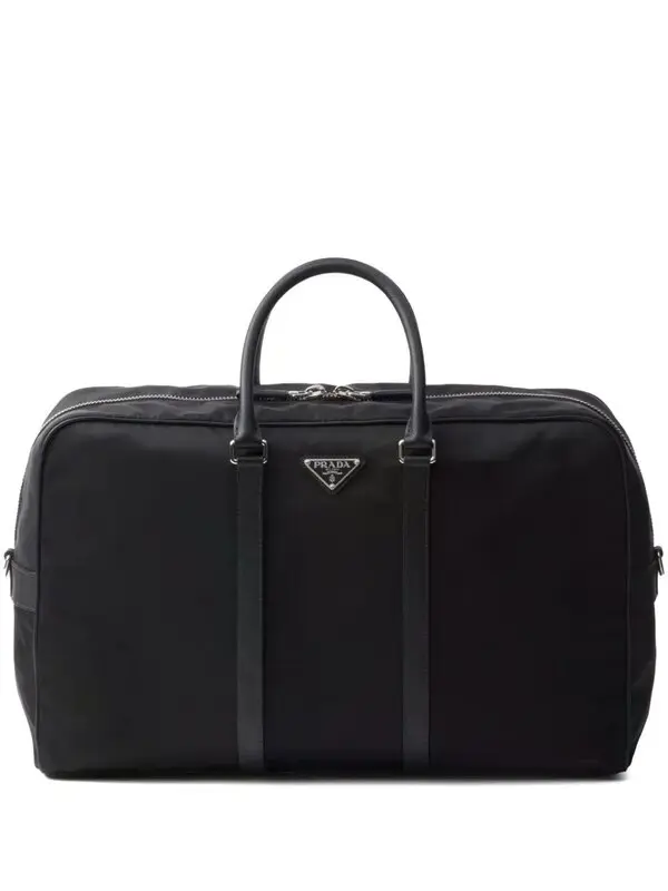 Prada Re-nylon Duffel Bag With Leather Trim - Black