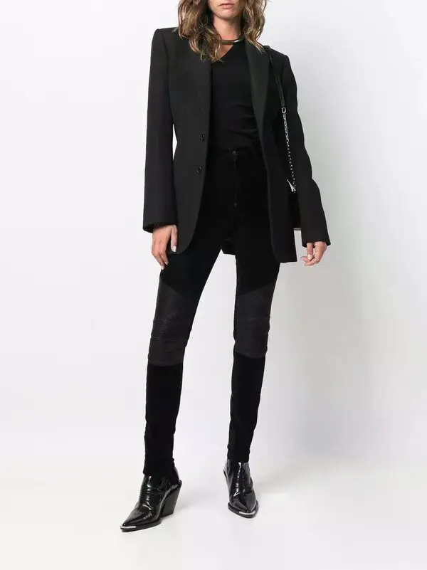 Philipp Plein Leather-inset High-waist Skinny Jeans