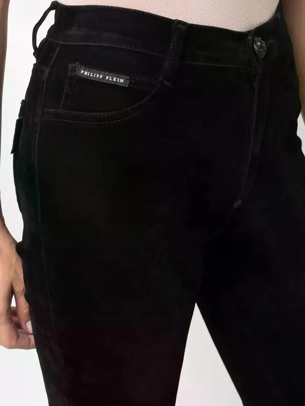 Philipp Plein Leather-inset High-waist Skinny Jeans