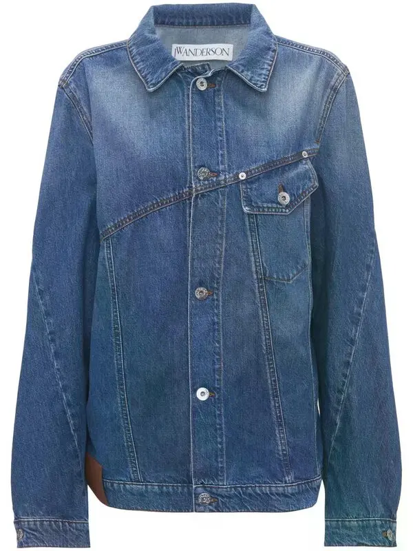 JW Anderson Deconstructed Anchor Logo Denim Jacket - Blue