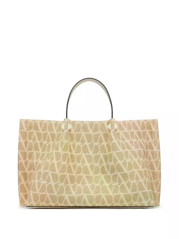 Valentino Garavani Medium Toile Iconographe Raffia Tote Bag