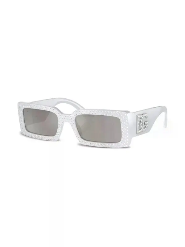 Dolce & Gabbana Crystal-embellished Rectangle-frame Sunglasses