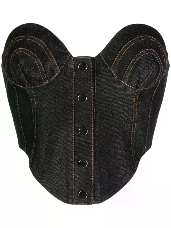 ALEKSANDRE AKHALKATSISHVILI Contrast-stitching Denim Corset - Blue
