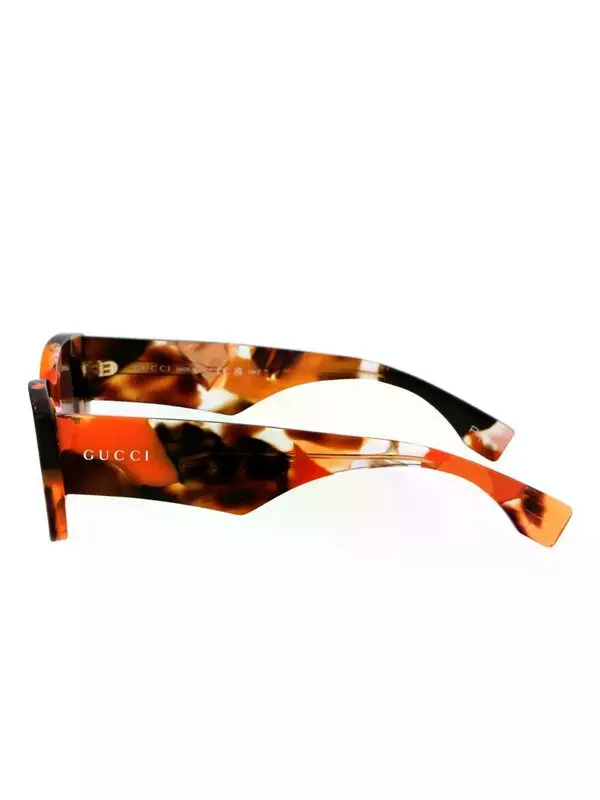 Gucci Tortoiseshell-effect Rectangle-frame Sunglasses