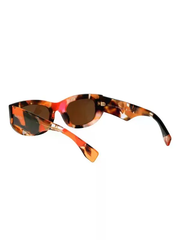 Gucci Tortoiseshell-effect Rectangle-frame Sunglasses