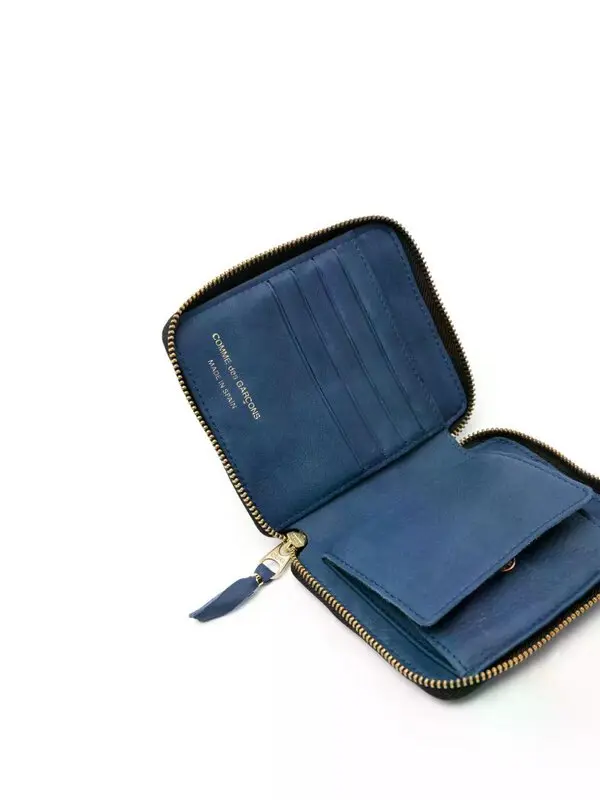 Comme Des Garçons Washed Leather Zip-up Wallet