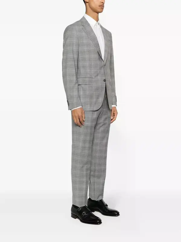 Zegna Checked Single-breasted Suit - Grey
