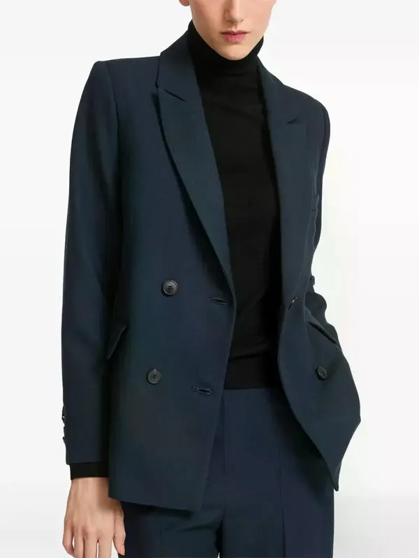 YVES SALOMON Double-breasted Wool Blazer With Nubuck Leather Detail
