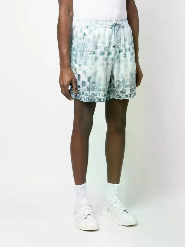 Amiri Pattern-logo-printed Silk Shorts - Blue
