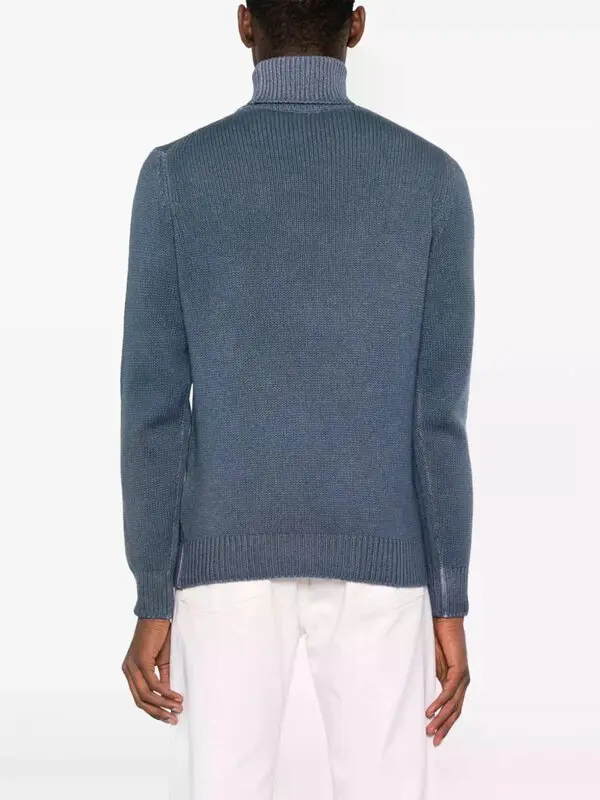 DELL'OGLIO Roll Neck Wool Blend Jumper - Blue