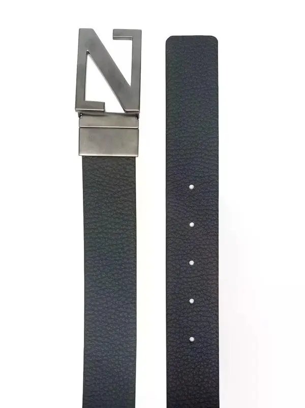 Zegna Logo Buckle Leather Belt