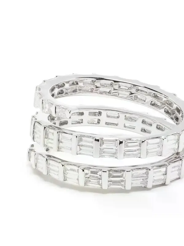 ANITA KO 18kt White Gold Three Row Baguette Diamond Coil Ring