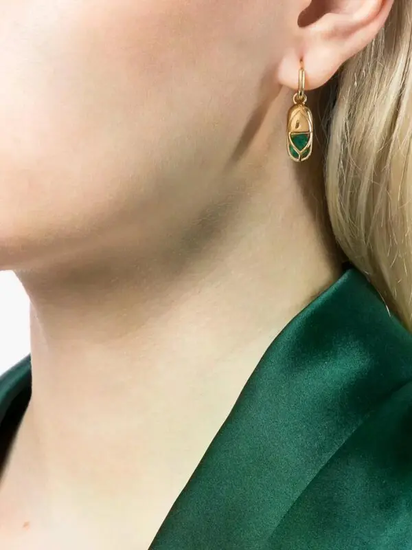CAPSULE ELEVEN 24kt -plated Sterling Silver Onyx Hoop Earring